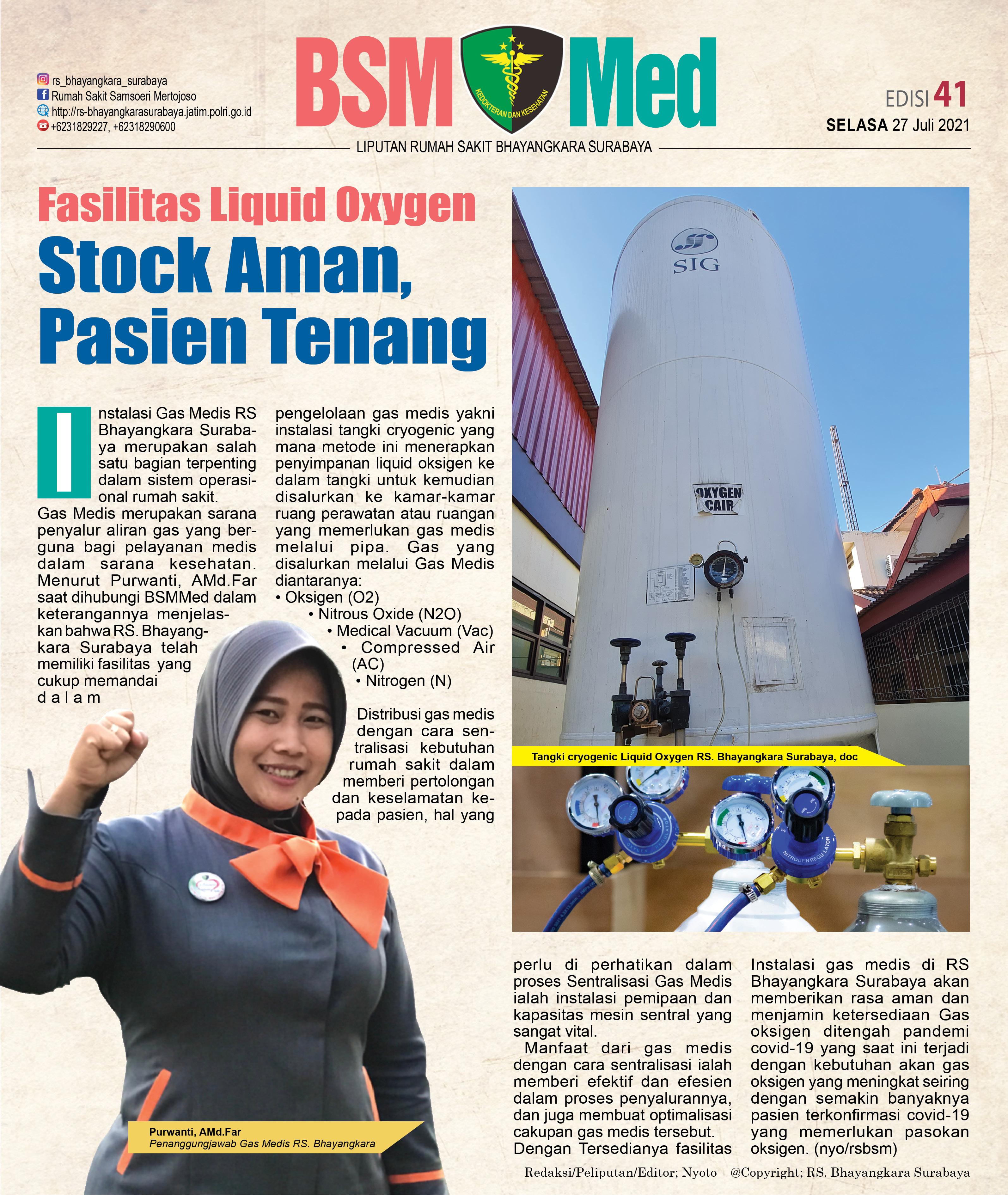 RS. Bhayangkara Surabaya | fasilitas liquid oxygen stock aman pasien tenang